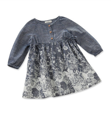 Spring girl denim dress Lovely printing princess skirt supplier