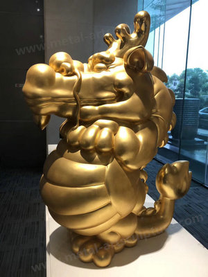 Dragon Painted Cartoon Metal Animal Sculptures Stainless Steel As Hotel Lobby Display