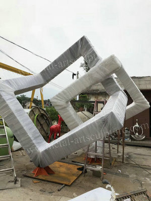 Unique Design Tidy Metal Art Sculpture Of Cube Modern Art Shape As Garden Decor