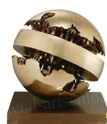 Artificial Style Fine Art Sculpture , Handicraft Metal Globe Sculpture