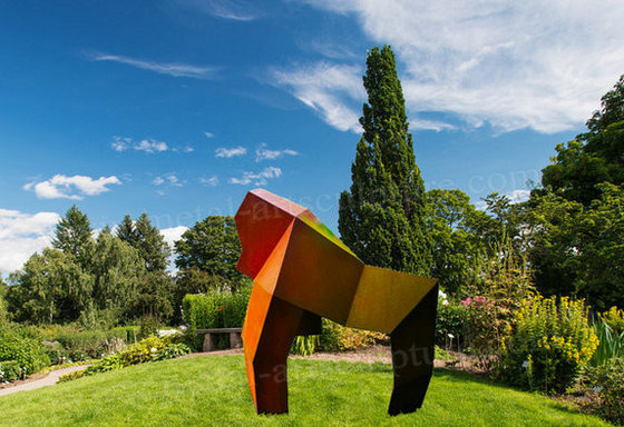 Abstract Welded Corten Steel Garden Sculpture As Urban Landscape Ornament