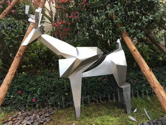 Garden Artwork Modern Silver Sculpture , Metal Deer Sculptures For Garden