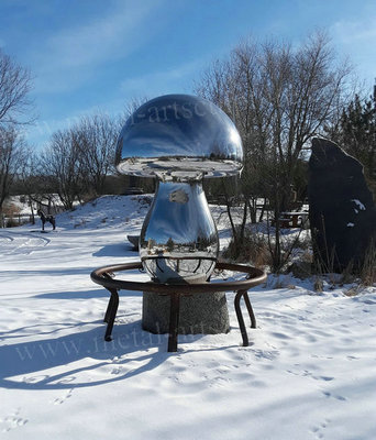 Mirror Polish Stainless Steel Sculpture Mushroom Shaped Large Outdoor Garden Statues