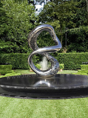 Polished Hollowed Out Modern Outdoor Sculpture Water Feature Fountain Decor