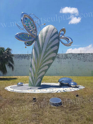 316L Stainless Steel Large Garden Sculptures , Outdoor Metal Cactus Sculptures
