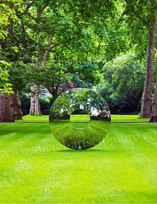 Stainless Steel Circle Sculpture As Lawn Decor , Wonderful Large Outdoor Sculpture