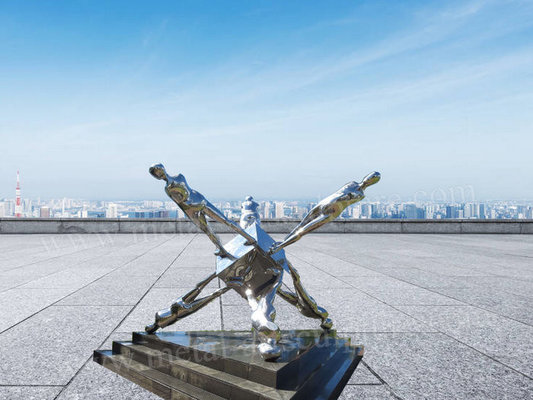 Creative Human Modern Outdoor Sculpture Polish Mirror Surface As Square Decoration