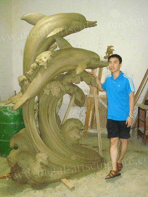 Dolphin Animal Custom Fiberglass Sculptures Garden Decor Size Customized