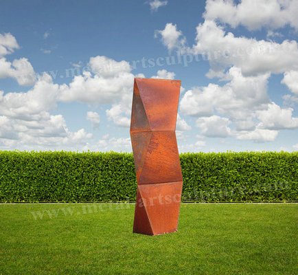 Twist Rhombus Sculpture Huge Corten Steel Product As Residence / Lawn Ornaments
