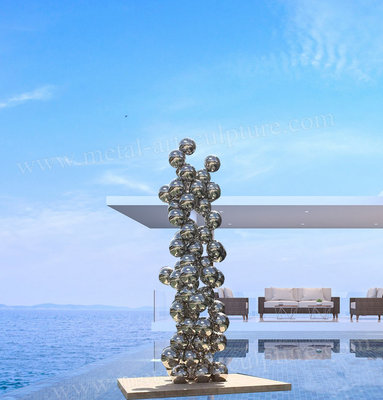Indoor Metal Art Sculpture Ball Stainless Steel Art Sculpture As Pool Decor