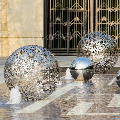 Metal Outdoor Sphere Stainless Steel Garden Sculpture With Hollow Finish