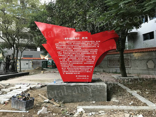 Metal Yard Sculpture Large Outdoor Statues With Red Painted Finishing As Decor