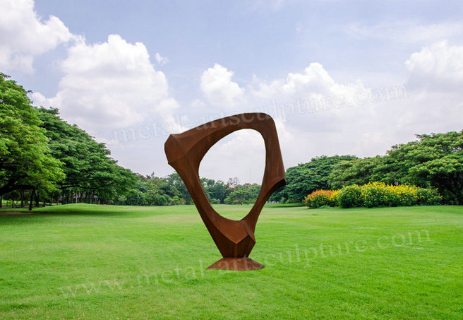 Art Craft Modern Circle Corten Steel Sculpture Cutting &amp; Welded Design