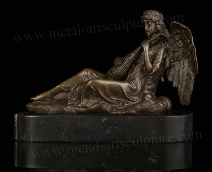 Custom Size Greek Cast Bronze Sculpture Cute Angel Statue Square Decoration