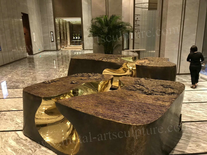 Indoor Ornaments Cast Bronze Sculpture Sitting Chair Shape For Office / Home