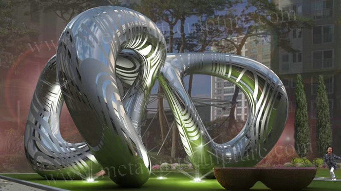 Circular Ideal Shape Metal Garden Ornaments As Outdoor Lawn Decoration With Led Light