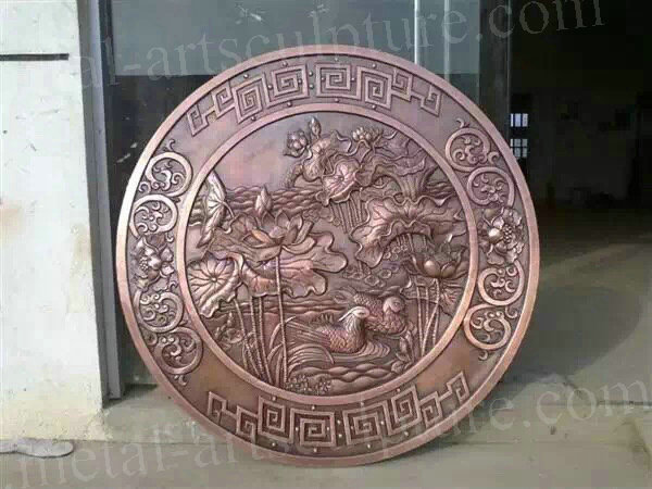 Office Wall Decor Handmade Art Sculpture Brass Relief Art Flower Statue