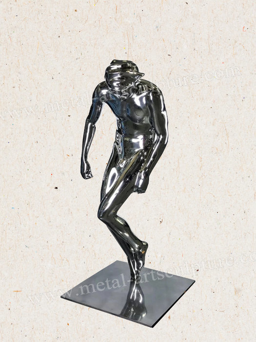Indoor Abstract Modern Stainless Steel Sculpture Human Shape Design As Gallery Display