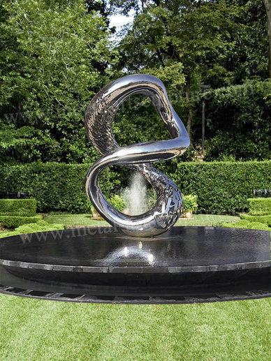 Polished Hollowed Out Modern Outdoor Sculpture Water Feature Fountain Decor