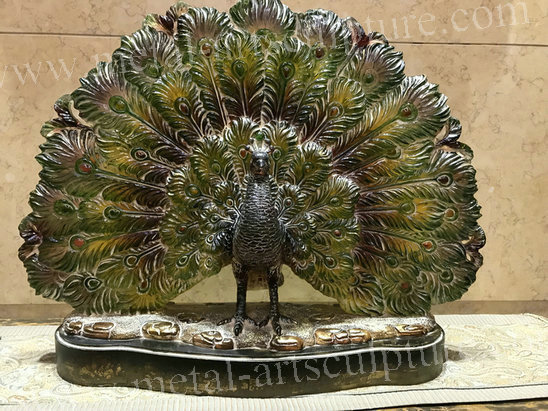 Home Decor Peacock Garden Sculpture Waterproof Weatherproof With Resin Material