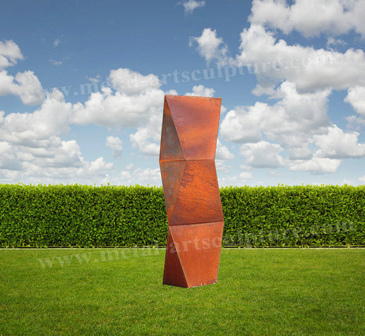 Twist Rhombus Sculpture Huge Corten Steel Product As Residence / Lawn Ornaments