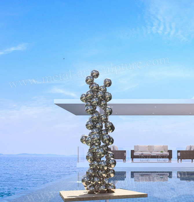 Indoor Metal Art Sculpture Ball Stainless Steel Art Sculpture As Pool Decor