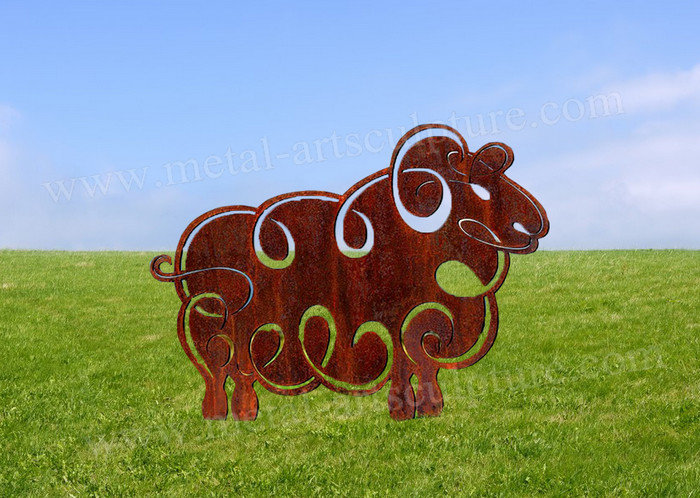Cute Sheep Animal Corten Steel Sculpture As Garden Decoration OEM &amp; ODM Custom