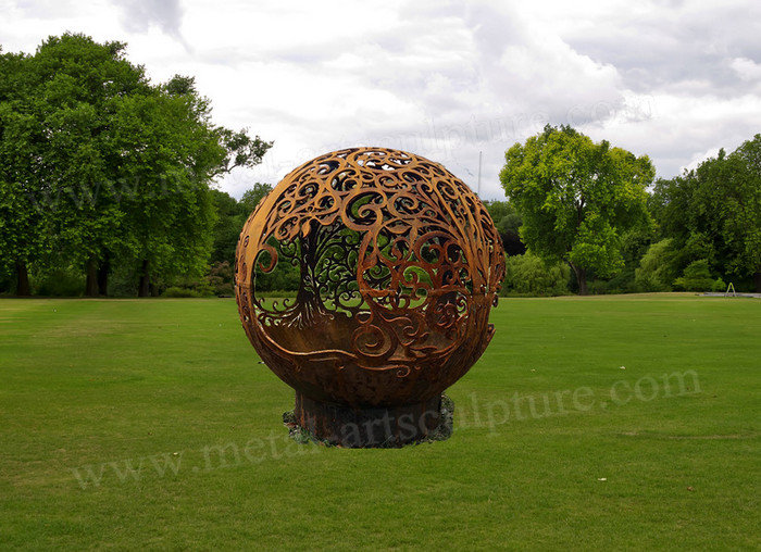 Life Size Metal Ball Corten Steel For Yard Decoration With Rust Surface