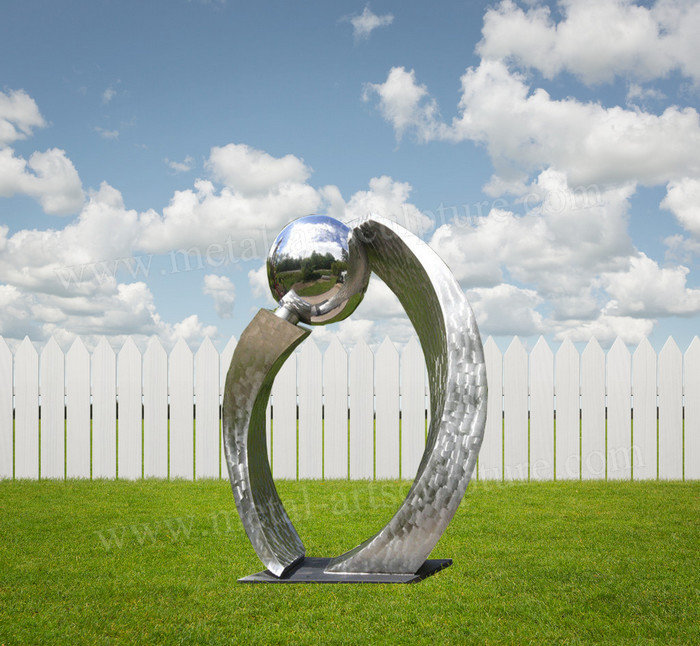 Brushed Polished Stainless Steel Outdoor Sculpture Contemporary Art Design As Yard Decor