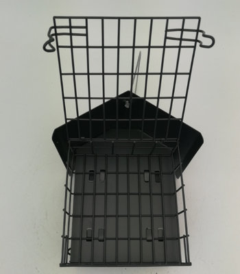 Matt Black Suet Bird Feeder / Weatherproof Bird Feeder Metal Roof Steel Cable Hanging