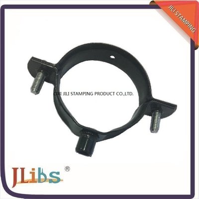 Aluminum Steel Pipe Fasteners To Wall , Pipe Wall Bracket Black Painting