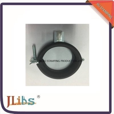 Black / Zinc Plated EPDM Rubber Water Pipe Clamp One Screw Fixing
