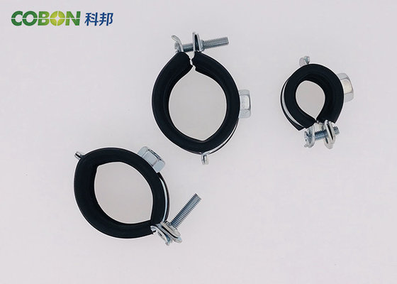 Double Thread Stud Steel Hanger Bolts Screw Rubber Lined Pipe Clamps