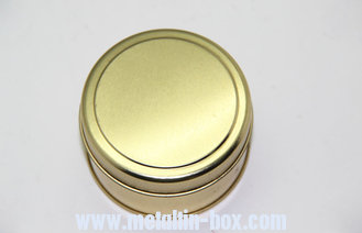 Glossy Round Food Metal Tin Box With Golden Oil Paint / Lid RoHS