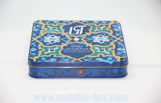 CMYK Square Candy Tin Can Fancy Embossed Logo Safe Food Grade