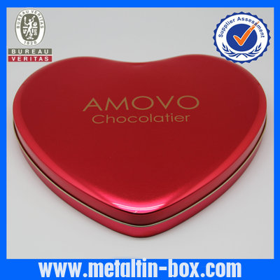 Fancy Pantone Heart Shaped Tin Gift  Boxes , Chocolate Tin Cans