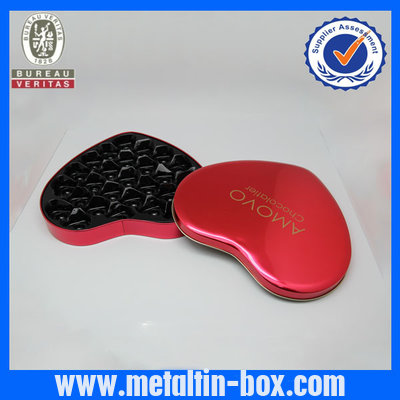 Fancy Pantone Heart Shaped Tin Gift  Boxes , Chocolate Tin Cans