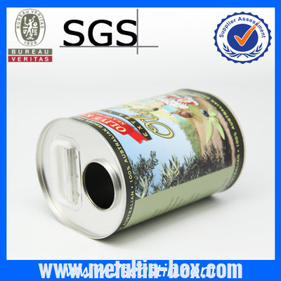 Olive Oil Round Metal Tin Packaging With Printing , Coffee Tin Box