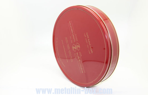 Big Metal Cookie Tin Boxes With Embossing , Round Tin Containers
