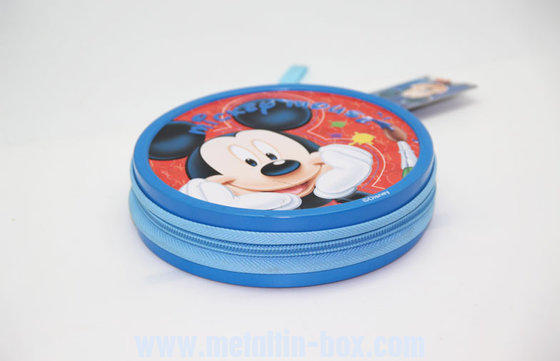 Small Antique Round Disney / Mickey Mouse Tin Box For Children