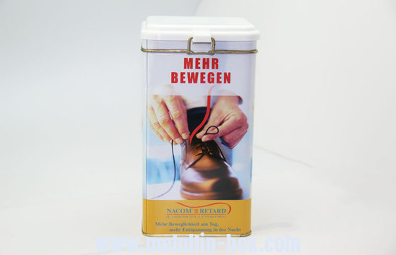 200g Metal Clip Coffee Tin Cans With Plastic Cap , Square Tin Boxes