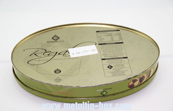 CMYK Gift Tin Metal Box Oval / Ellipse Shape , Metal Cookie Tins