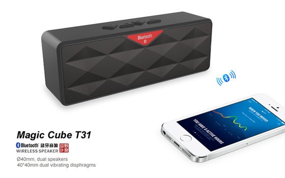 Black / Red / Blue Rectangle NFC Bluetooth Speaker , Computer Bluetooth Speaker With Micro SD