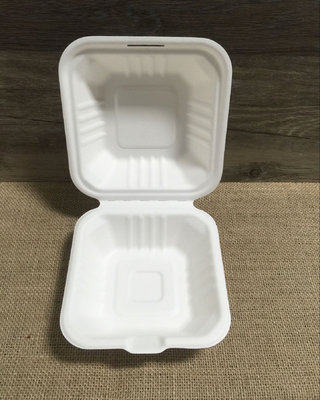 6" biodegradable disposable sugarcane bagasse burger food box