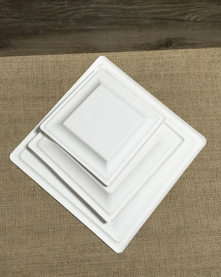 6inch disposable bagasse plate square sugarcane firber tableware