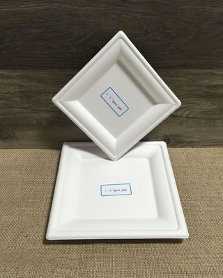 8inch 100% biodegradable bagasse pulp plate square sugarcane plate