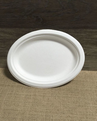 10"x 8" oval compostable plate sugarcane fiber bagasse pulp plate