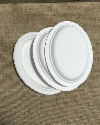 10"x 8" oval compostable plate sugarcane fiber bagasse pulp plate