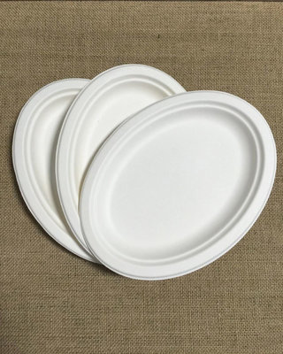 12.5" x 10"inch disposable oval plates biodegradable sugarcane bagasse plate