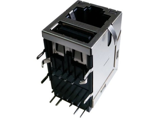 0821-1X1T-43-F RJ45 USB Connector Conn Magjack 2Port 1000 Base-T Shielded
